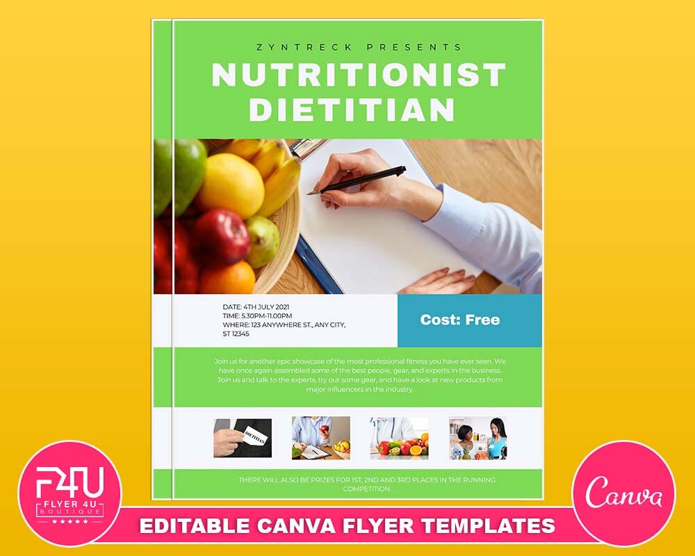 Nutritionist Dietitian Ads Flyer, DIY Canva Nutrition Weight Loss Flyer ...