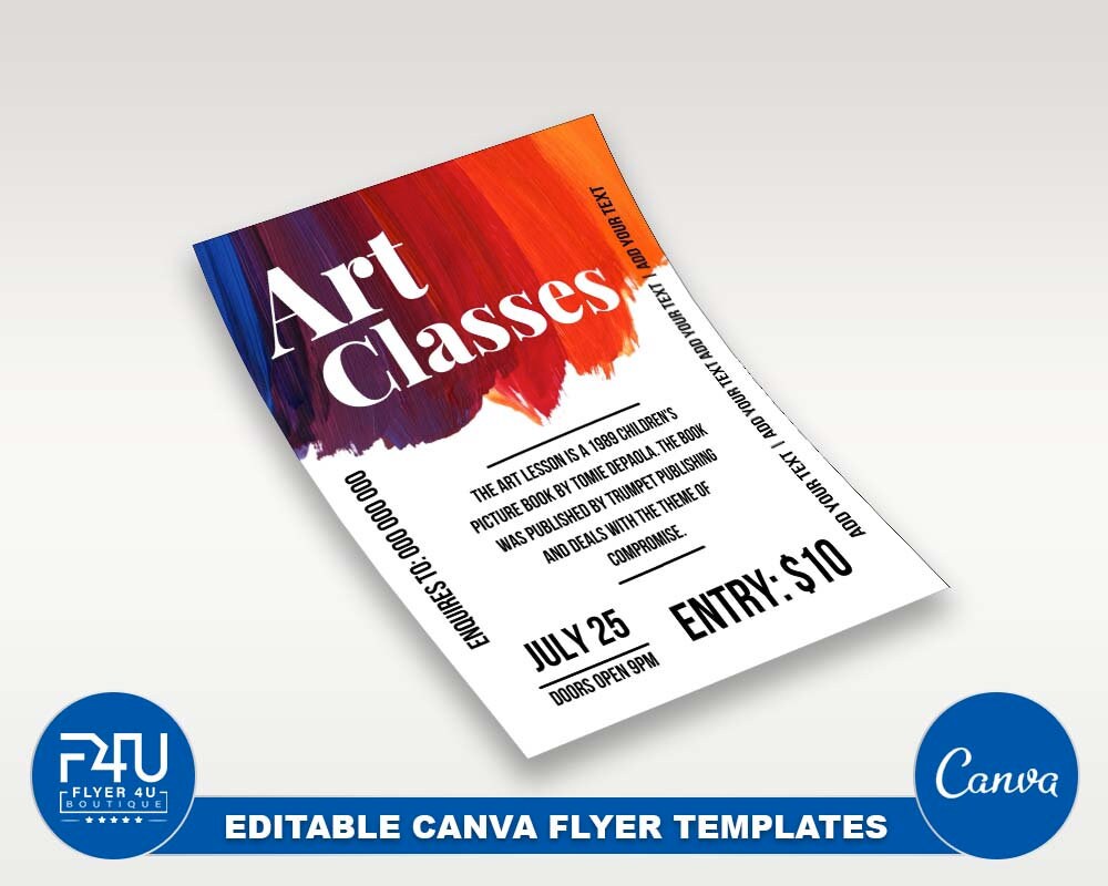 Art Lessons Flyer, DIY Canva Art Lessons Flyer Template 2022, Editable ...