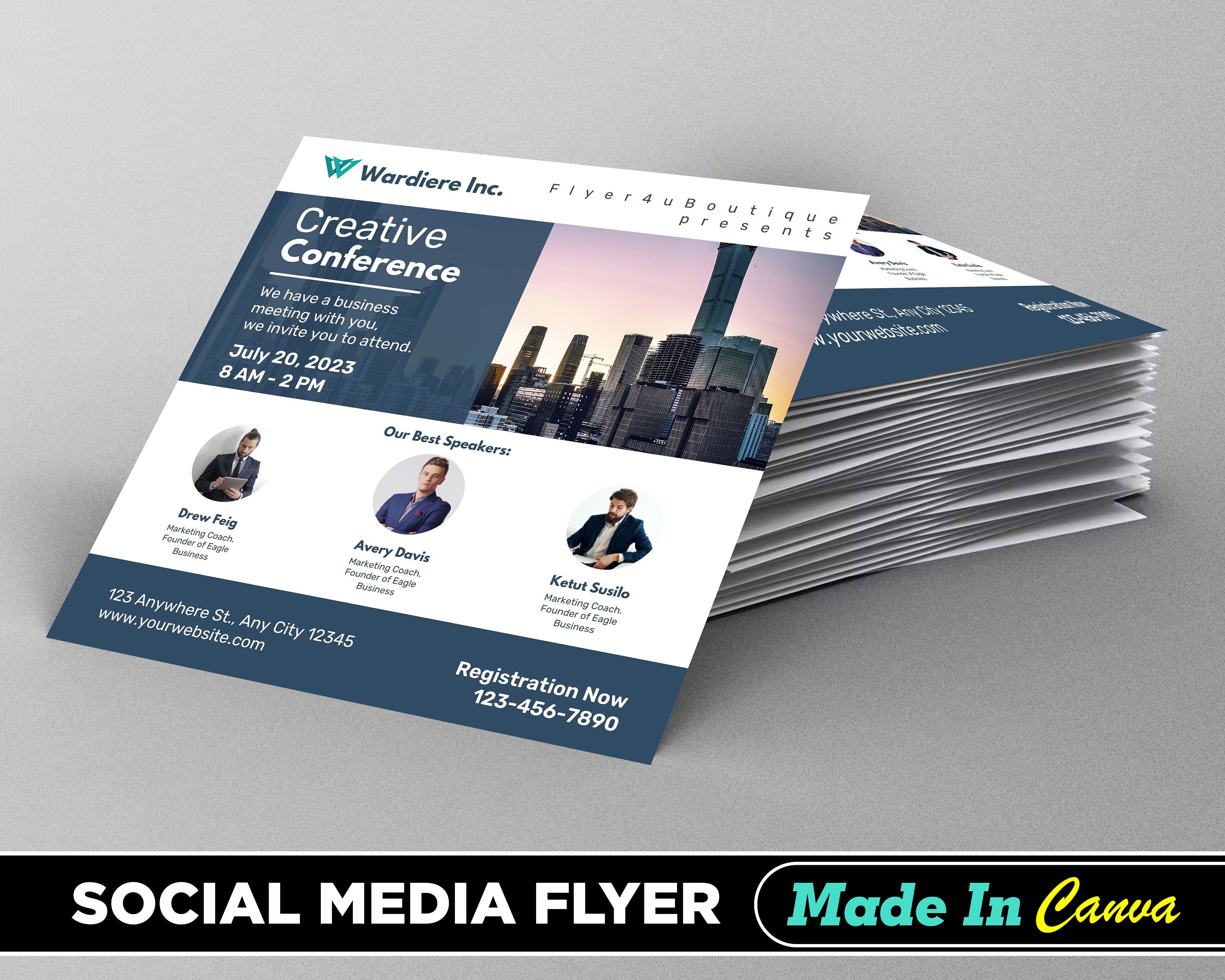 Creative Conference Flyer, DIY Canva Creative Conference Flyer Template ...