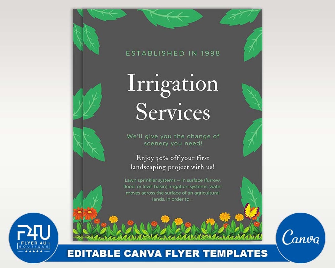 Irrigation Services Flyer, DIY Canva Irrigation Servicesflyer Template ...
