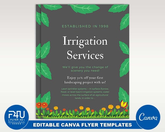 Irrigation Services Flyer DIY Canva Irrigation Servicesflyer - Etsy