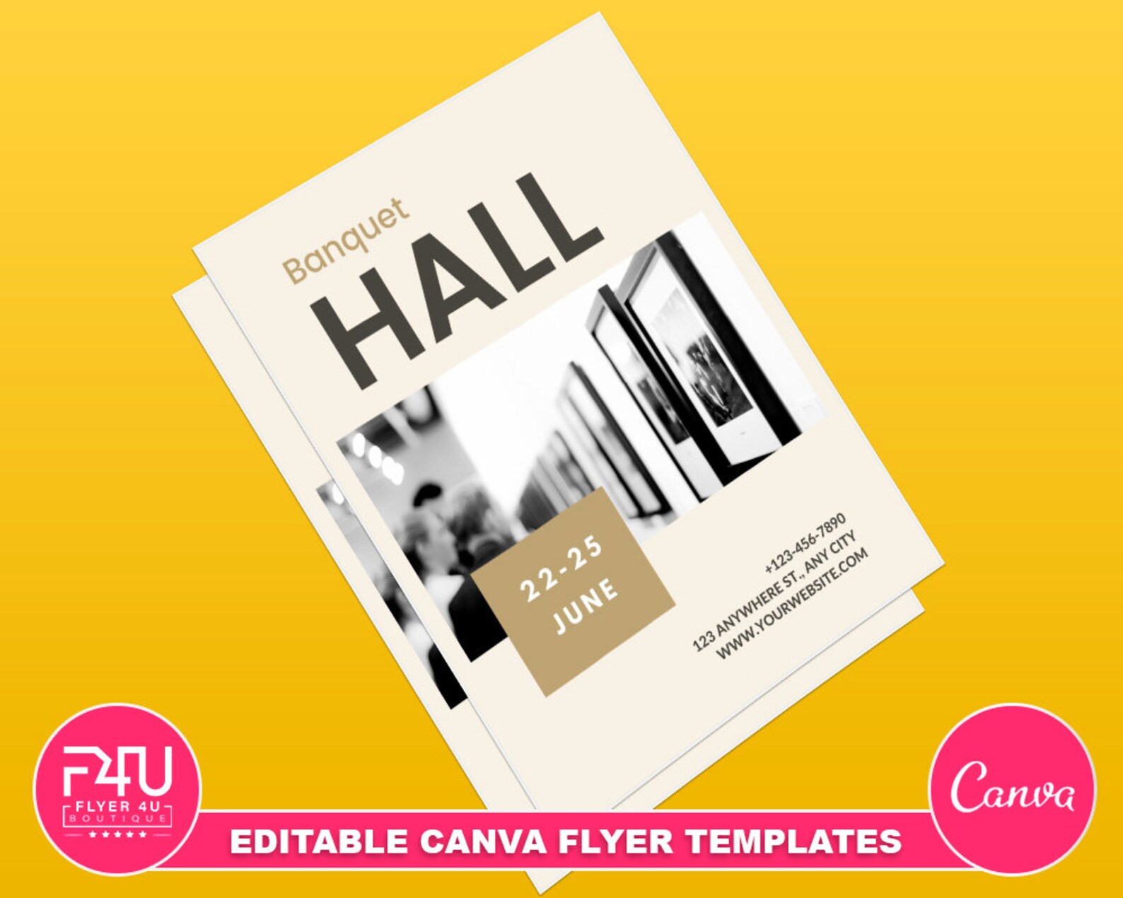 Banquet Hall Flyer, DIY Canva Banquet Hall Flyer Template, Editable ...