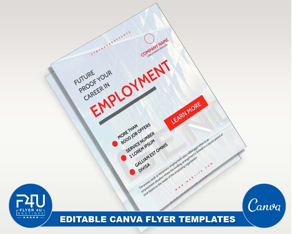 Temporary Employment Agency Flyer DIY Canva Temporary - Etsy Canada