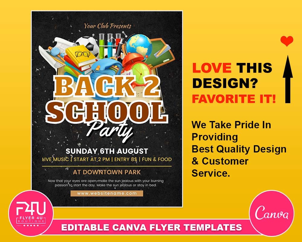 School Party Flyer, DIY Canva School Party Flyer, Editable Canva US ...