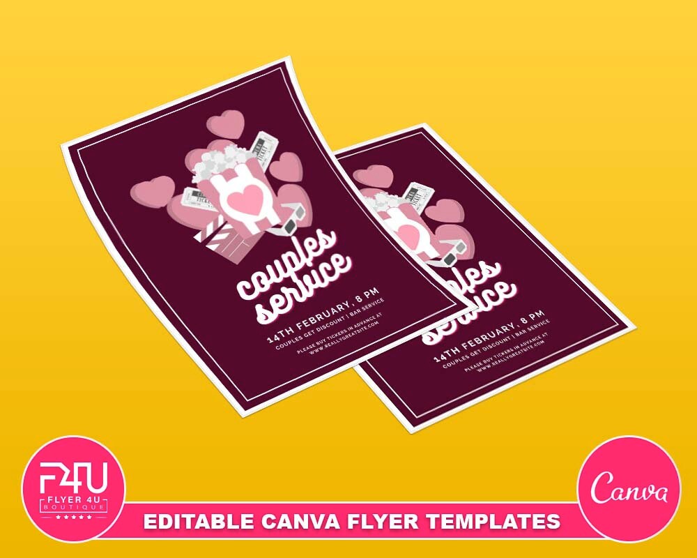 Couples Service Flyer DIY Canva Couples Service Flyer - Etsy