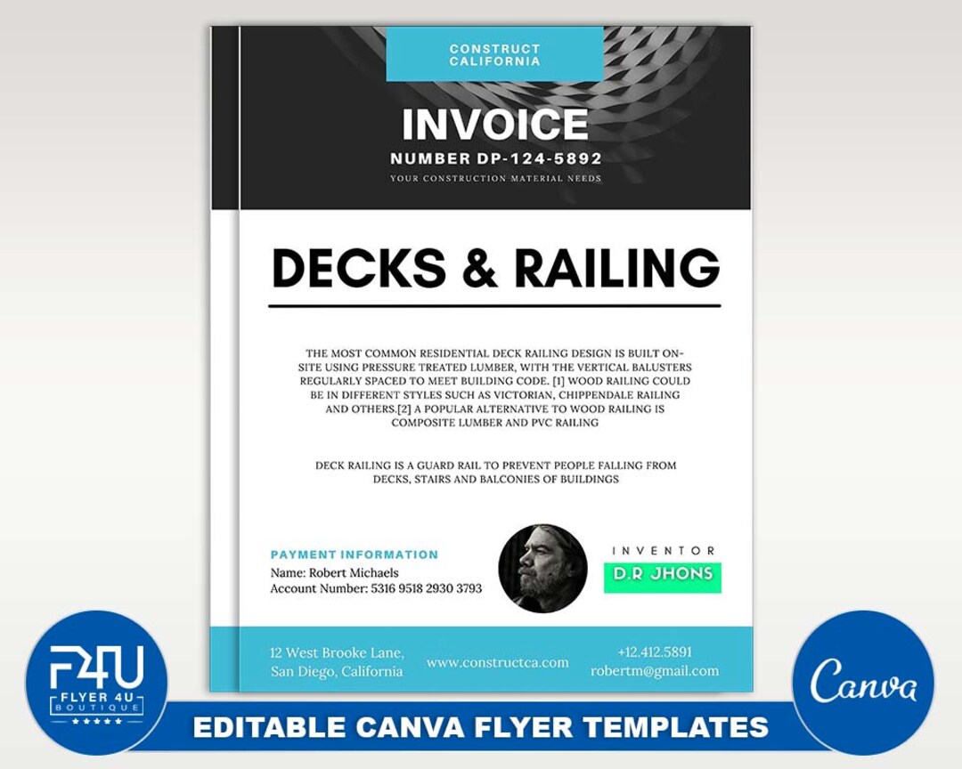 Decks and Railing Flyer, DIY Canva Decks & Railing Template 2022 ...