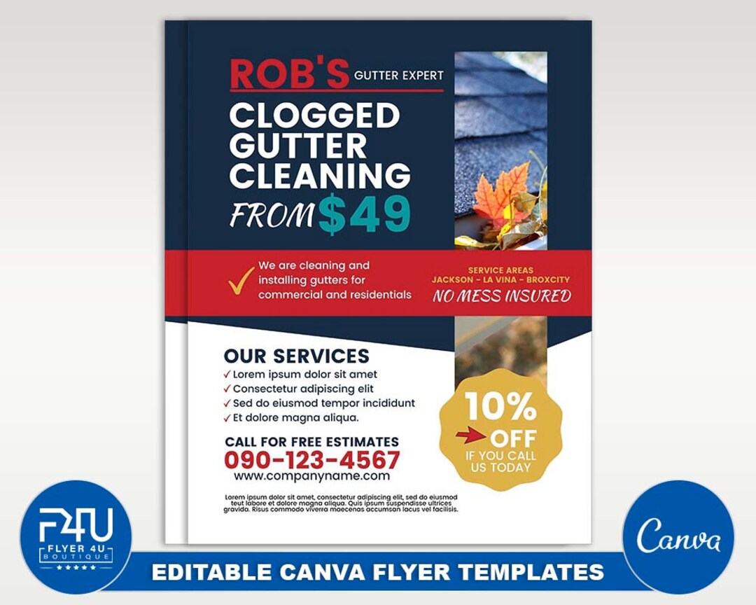 Gutter Cleaning Flyer, DIY Canva Gutter Cleaning Flyer Template 2022 ...