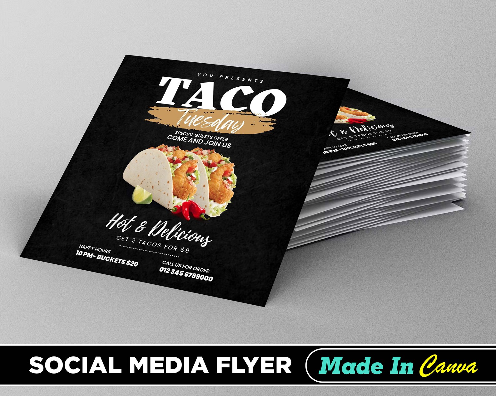 Taco Flyer, DIY Canva Taco Flyer Template 2022, Editable Social Media ...