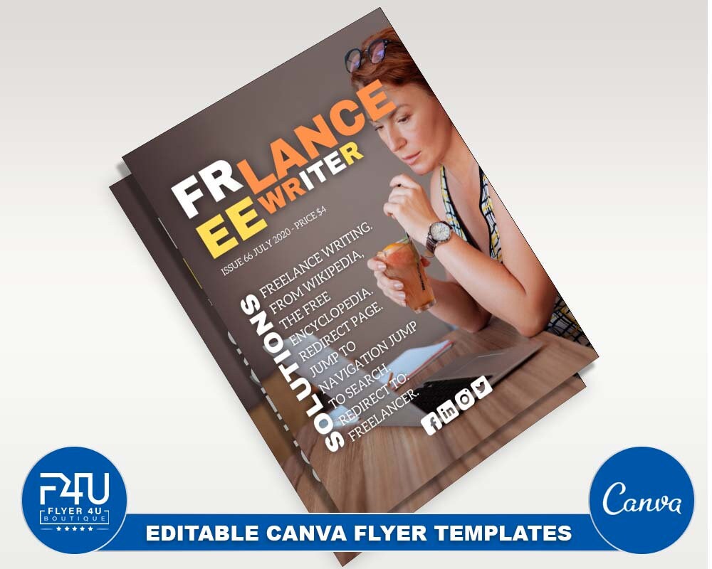 Freelance Writer Flyer, DIY Canva Freelance Writer Flyer Template 2022 ...