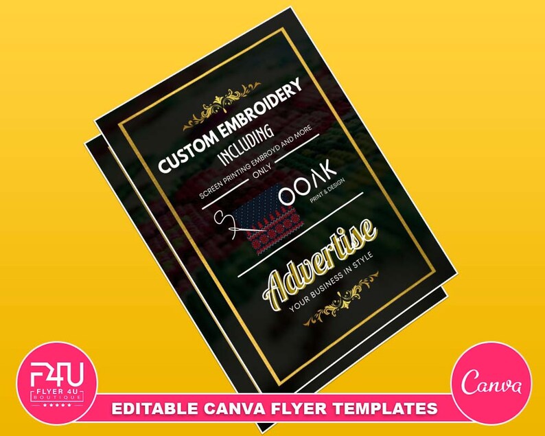 Custom Embroidery Flyer, DIY Canva Custom Embroidery Flyer Template ...