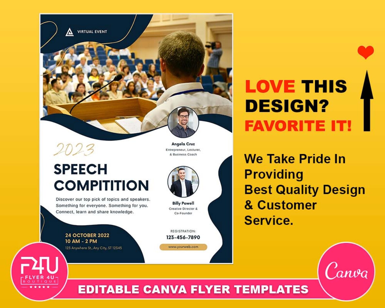 Speech Competition Flyer DIY Canva Speech Competition Flyer - Etsy