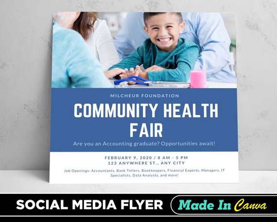 Community Health Fair Flyer DIY Canva Community Health Fair - Etsy