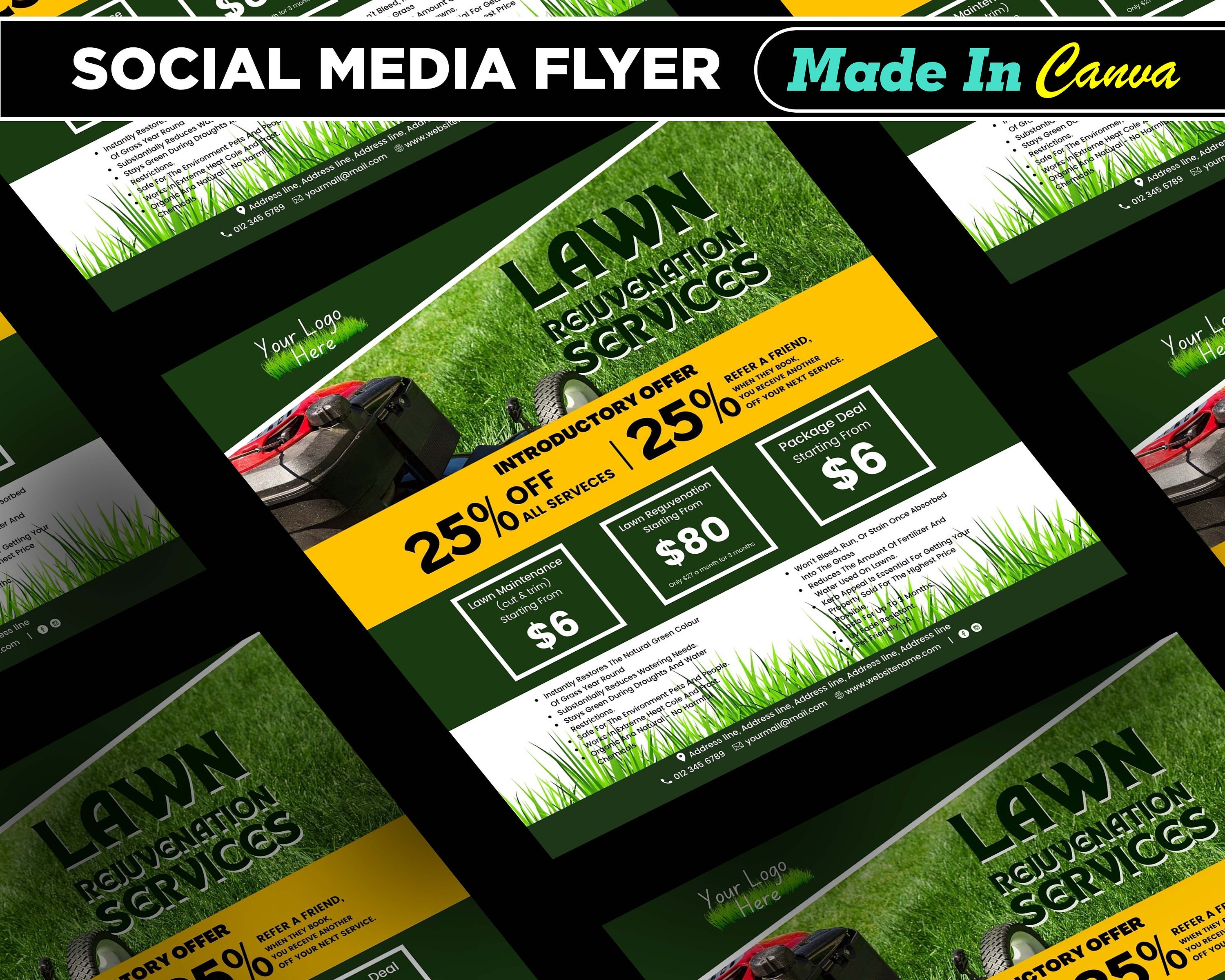 Grass Company Flyer DIY Canva Grass Company Flyer Template - Etsy