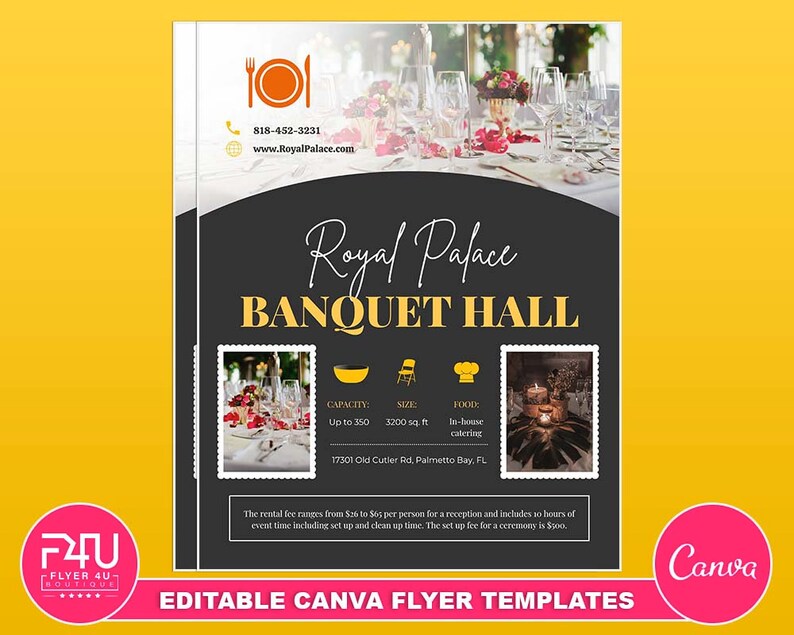 Banquet Facility Flyer, DIY Canva Banquet Facility Flyer Template 2022 ...