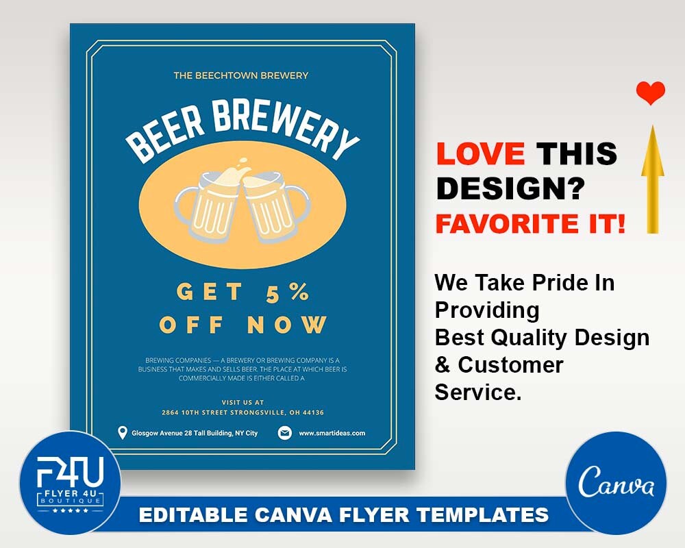 Beer Brewery Flyer DIY Canva Beer Brewery Flyer Template - Etsy