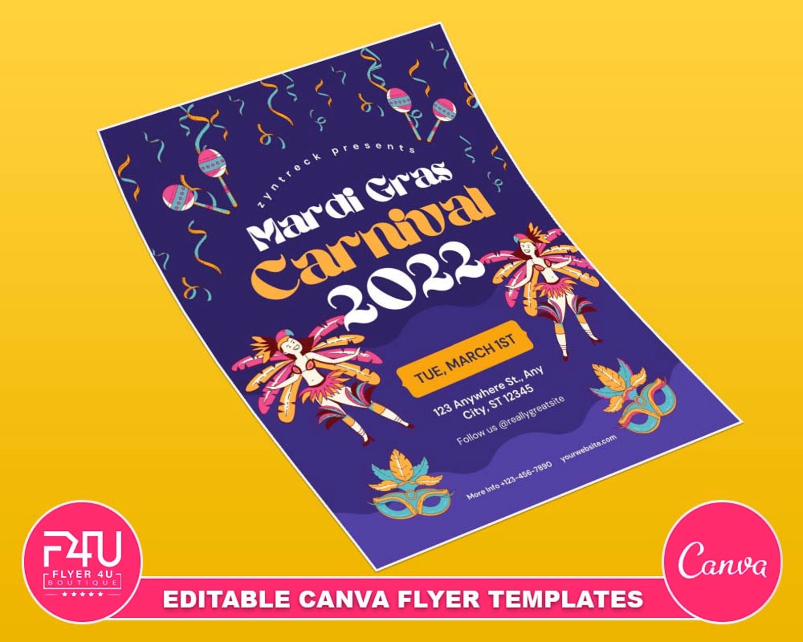 Neon Mardi Gras Flyer DIY Canva Neon Mardi Gras Flyer - Etsy