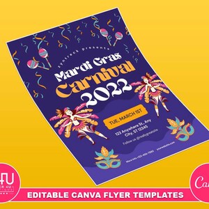 Neon Mardi Gras Flyer, DIY Canva Neon Mardi Gras Flyer Template ...
