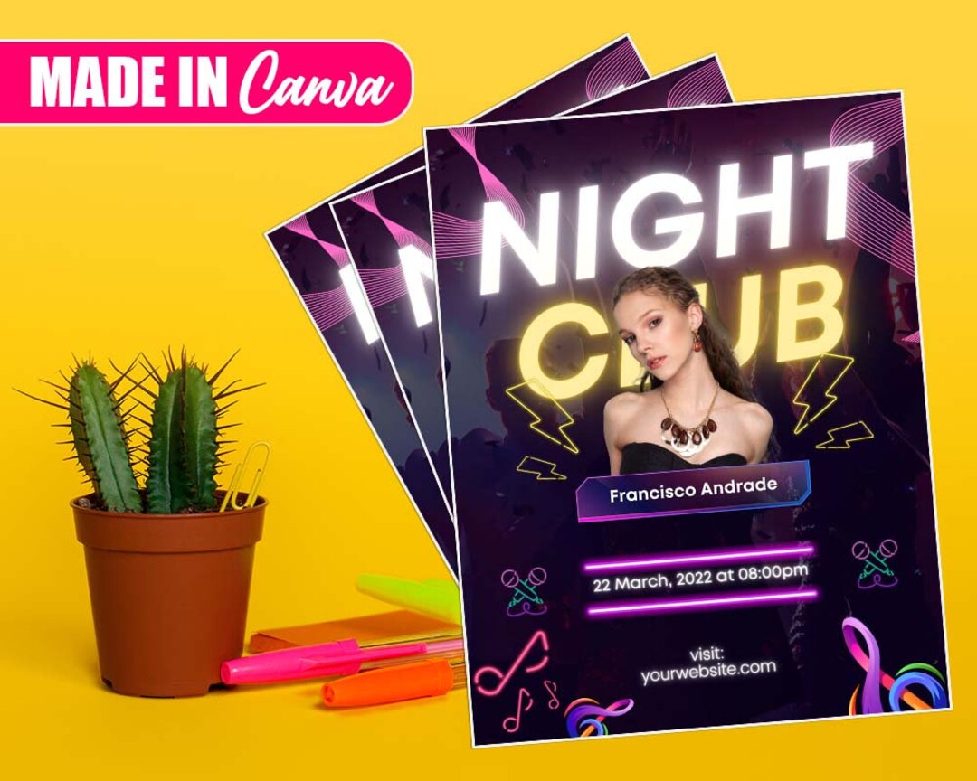 Night Club Flyer, DIY Canva Night Club Template, Editable Canva US ...