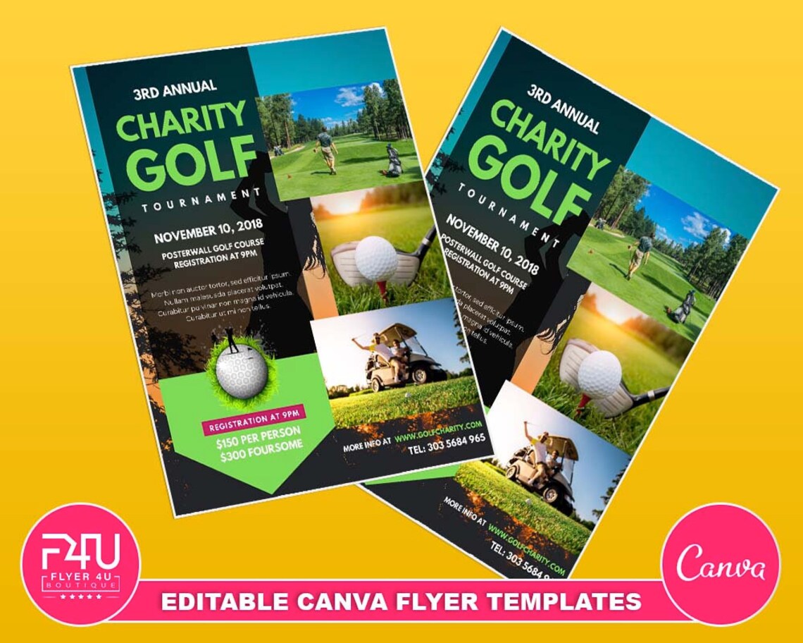 Golf Tournament Flyer DIY Canva Golf Tournament Templates - Etsy