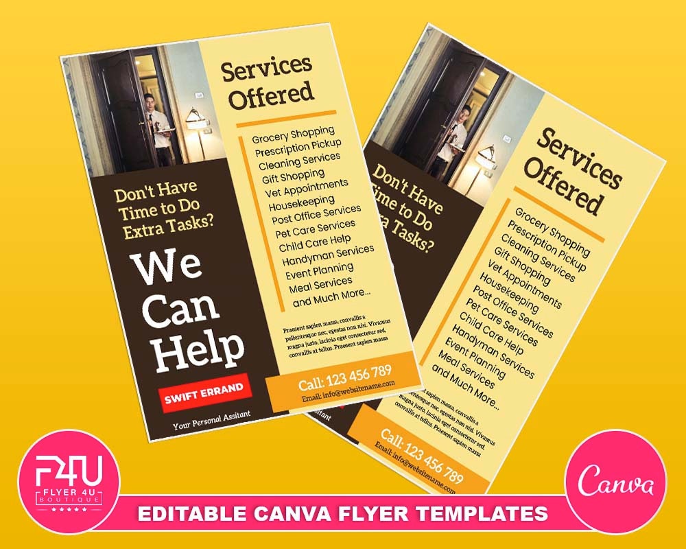 Errand Service Flyer, DIY Canva Errand Service Flyer Template, Editable Canva US Letter Size ...