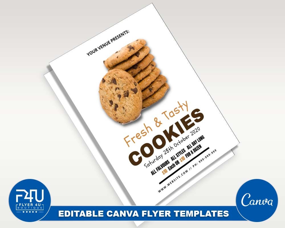 Cookies Flyer, DIY Canva Cookies Flyer Template 2022, Editable Canva US ...