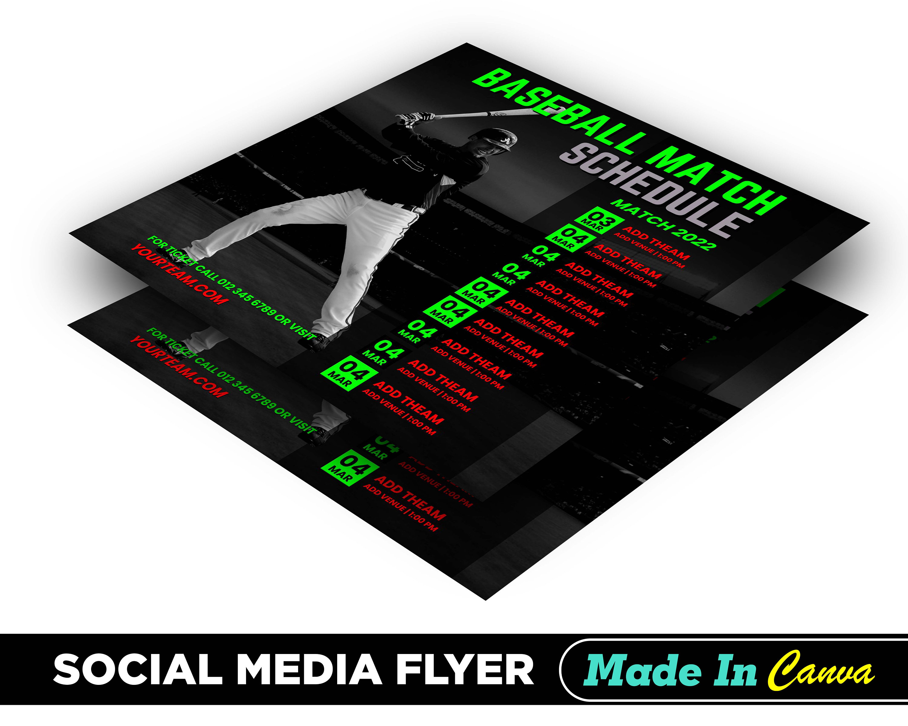 Baseball Game Schedule Flyer DIY Canva Baseball Game Schedule - Etsy