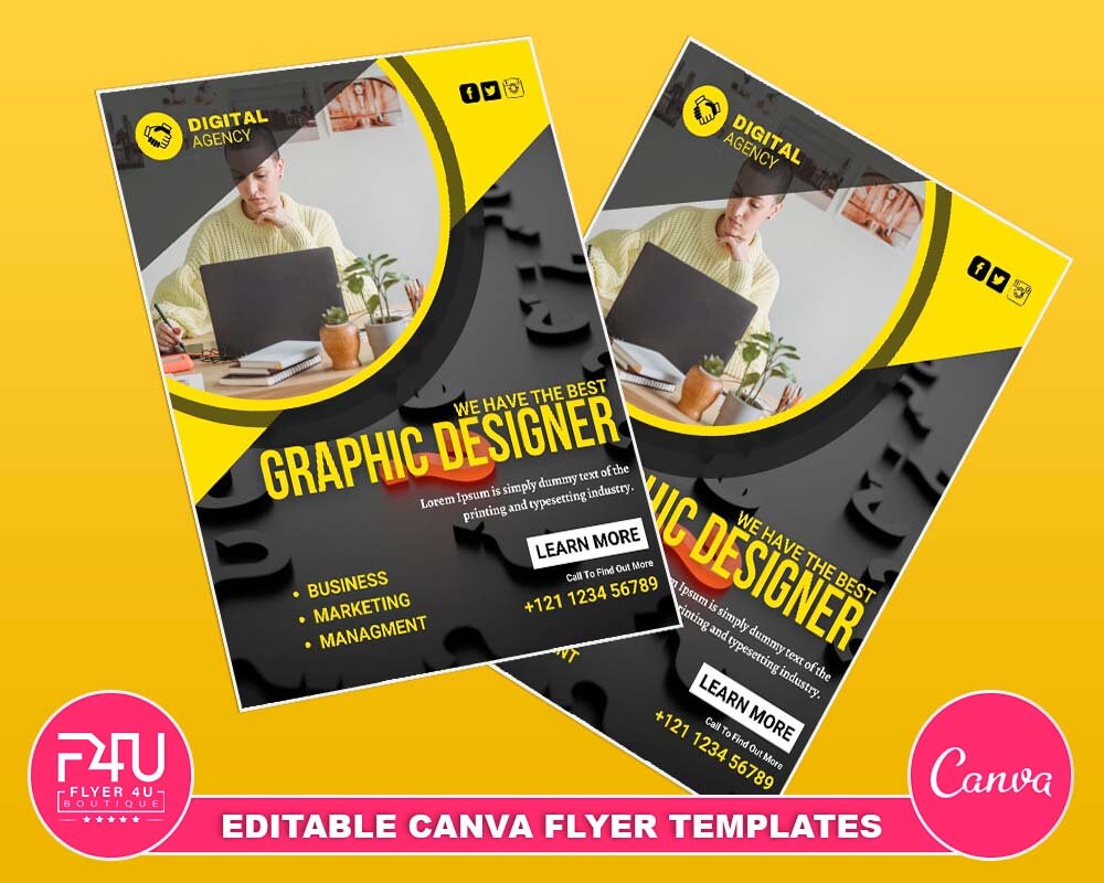 Graphic Design Flyer, DIY Canva Graphic Design Flyer Template 2022 ...