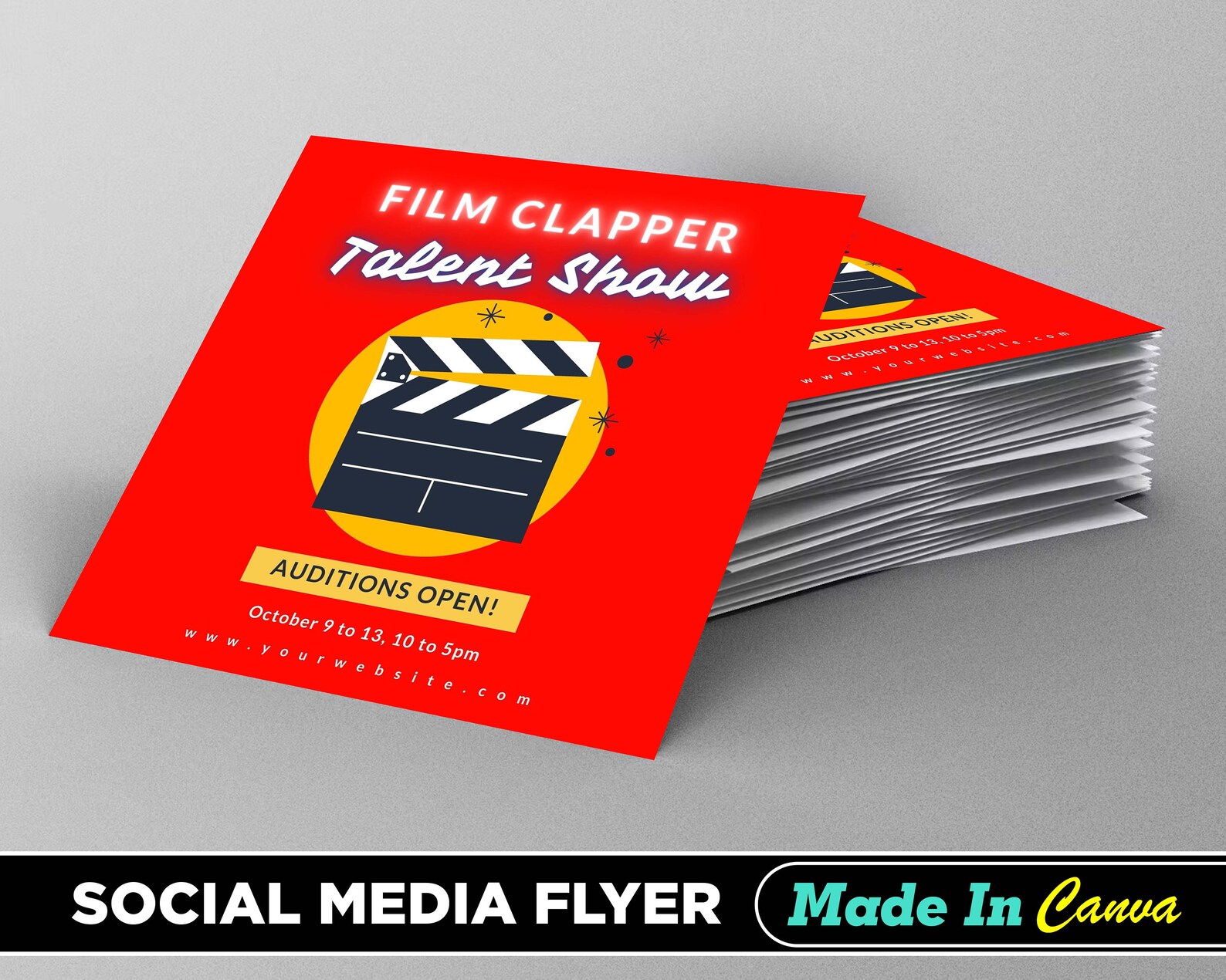 Film Clapper Talent Show Flyer, DIY Canva Film Clapper Talent Show ...