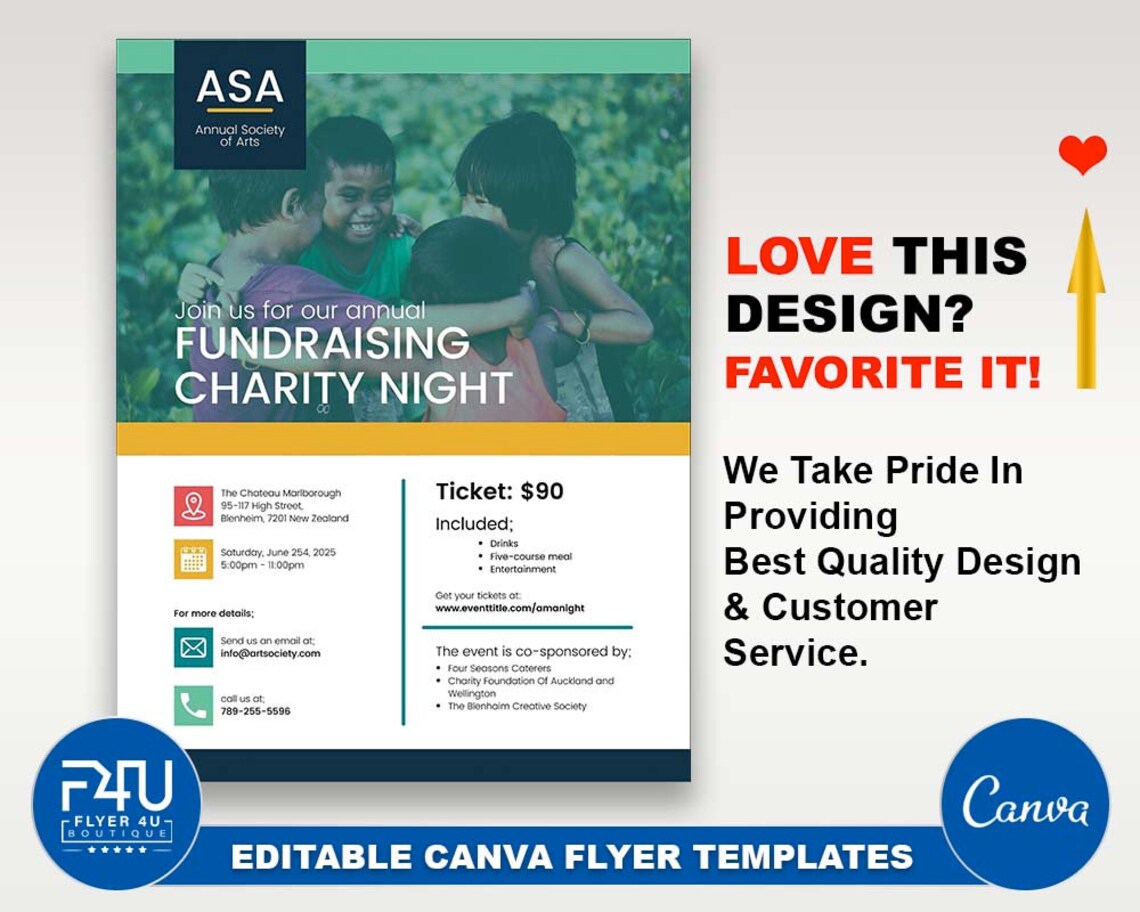 Fundraiser Flyer DIY Canva Fundraiser Flyer Template 2021 | Etsy