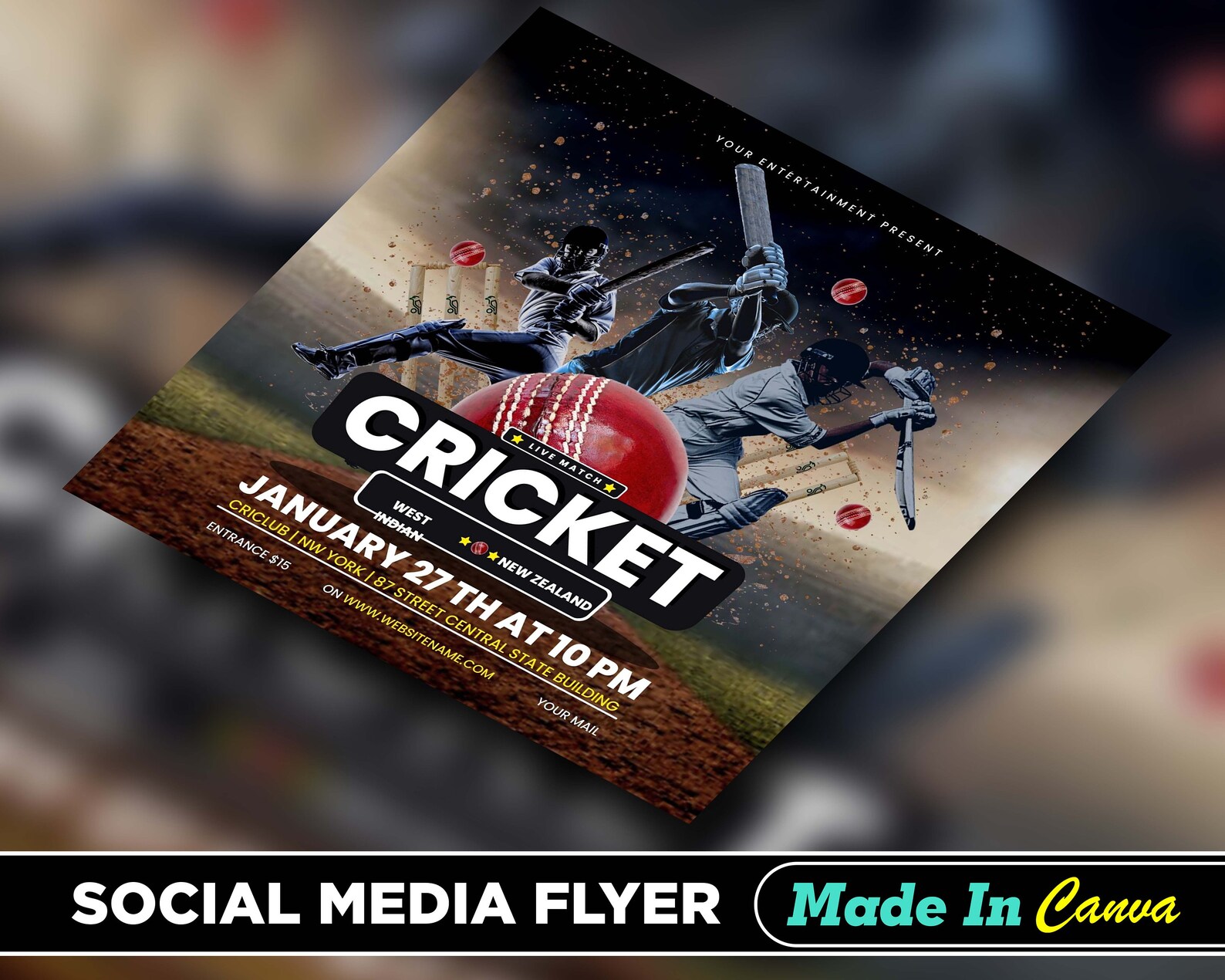 Cricket Tournament Flyer, DIY Canva Cricket Tournament Flyer Template ...