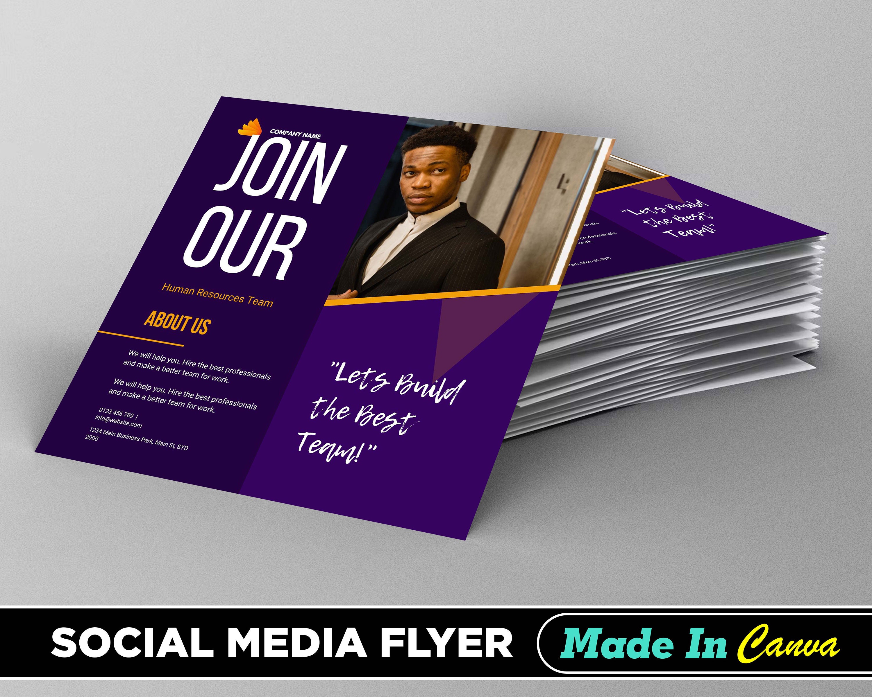 Human Resources Flyer, DIY Canva Human Resources Flyer Template 2022 ...