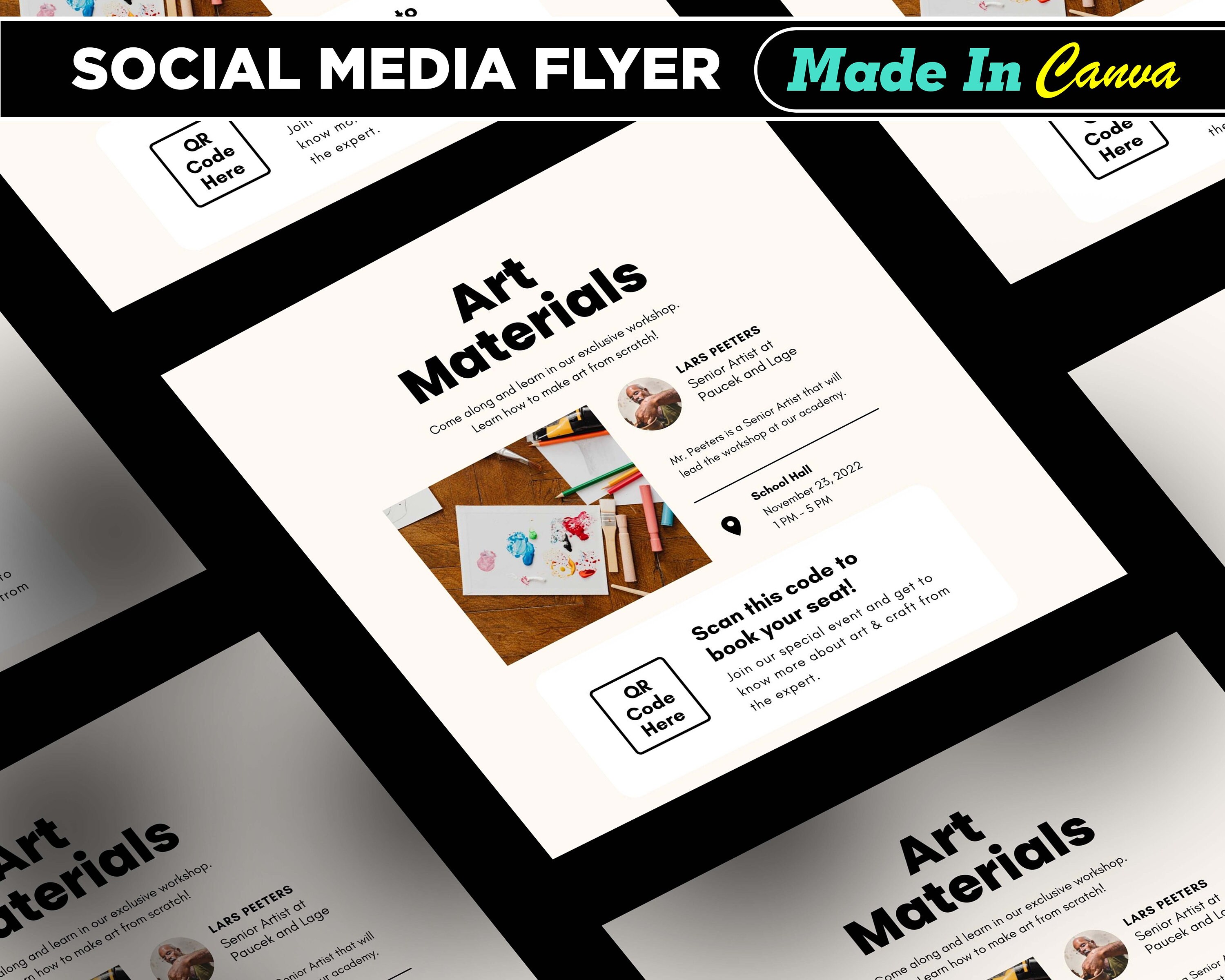 Art Materials Flyer, DIY Canva Art Materials Flyer Template 2022 ...