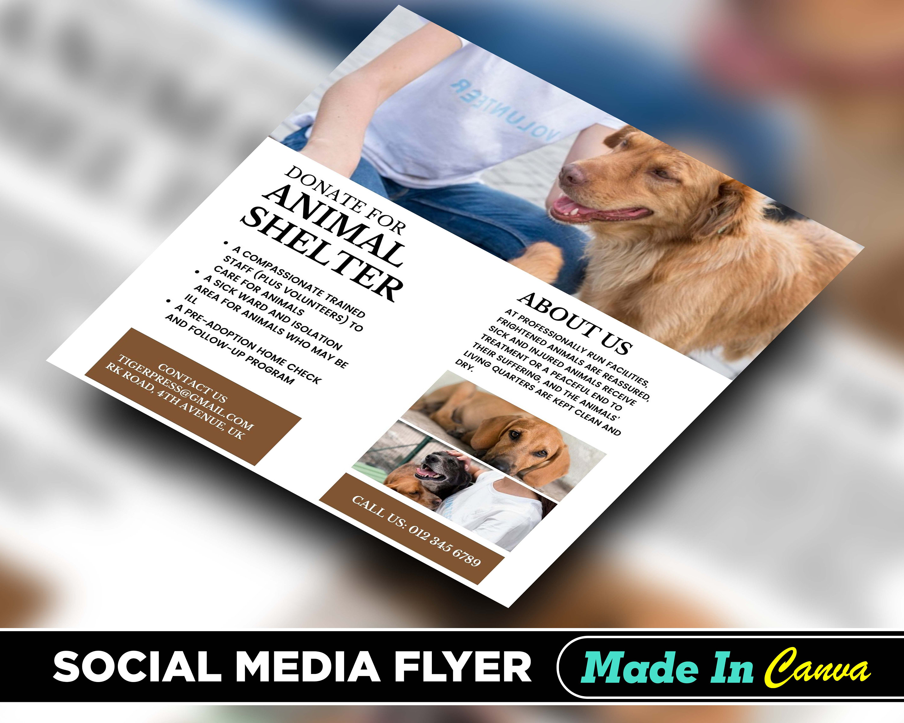 Animal Shelter Flyer, DIY Canva Animal Shelter Flyer Template 2022 ...