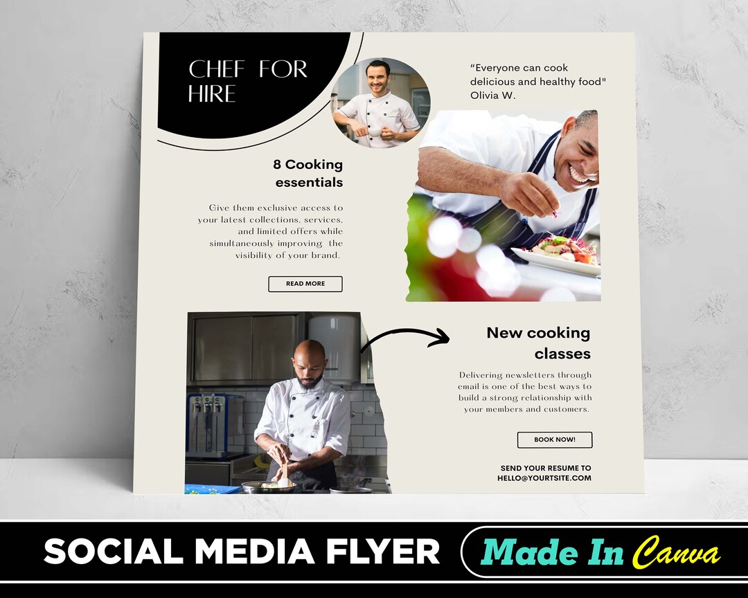 Chef for Hire Flyer, DIY Canva Chef for Hire Flyer Template 2022 ...