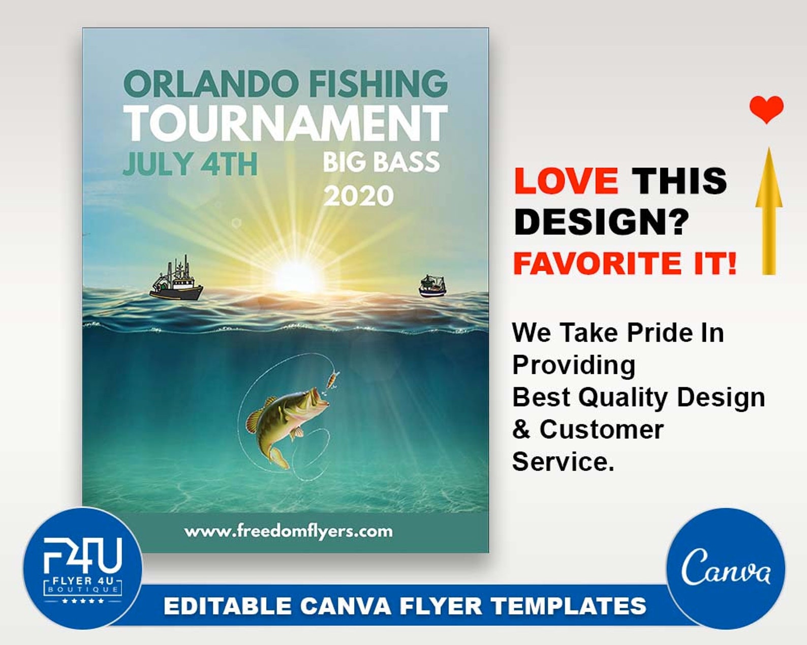 Sport Fishing Charter Boat Flyer DIY Canva Sport Fishing | Etsy