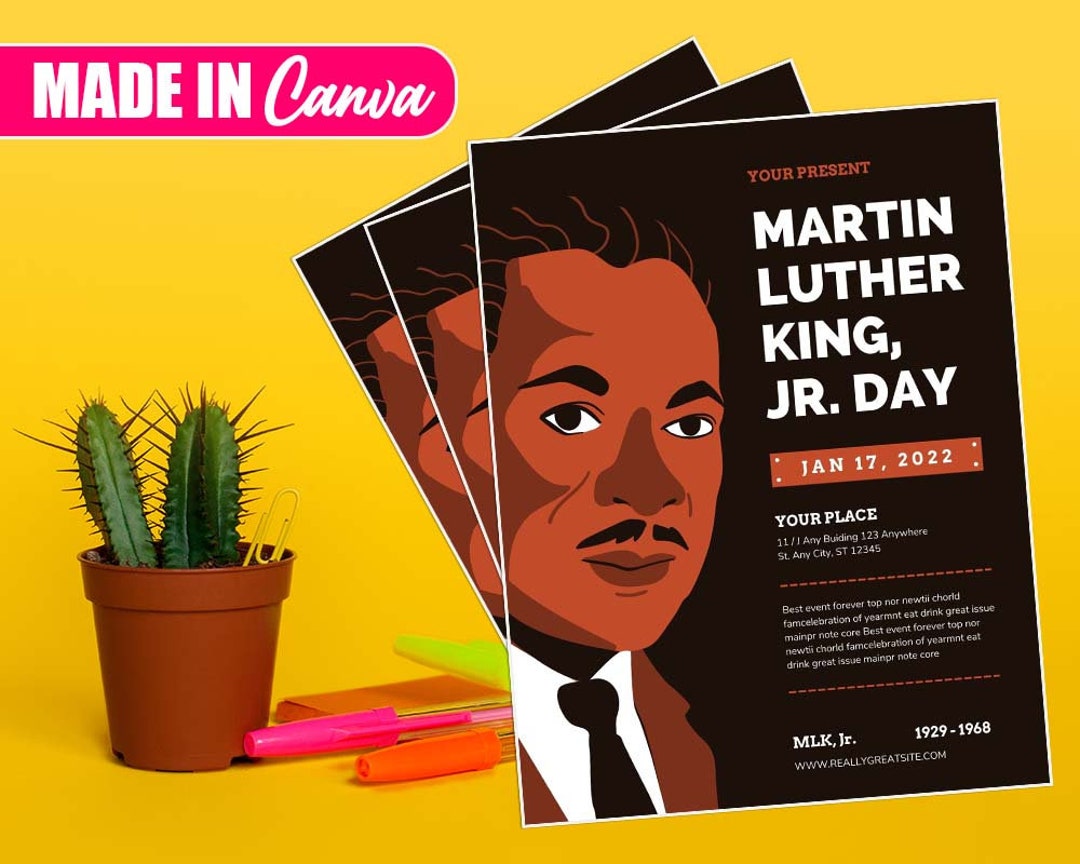 Martin Luther King Jr. Day Flyer, DIY Canva Martin Luther King Jr. Day ...