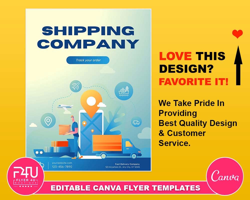 Shipping Company Flyer, DIY Canva Shipping Company Templates, Editable ...
