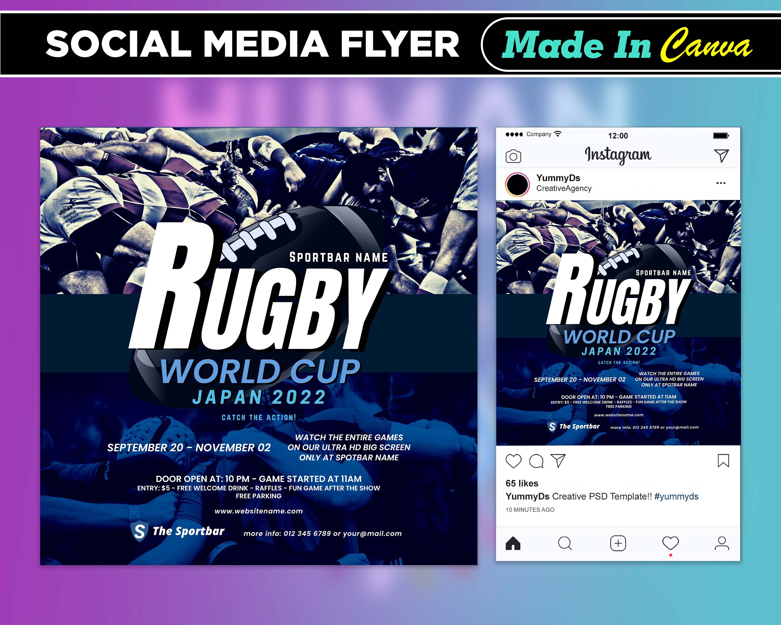 Rugby Flyer DIY Canva Rugby Flyer Template 2022 Editable - Etsy