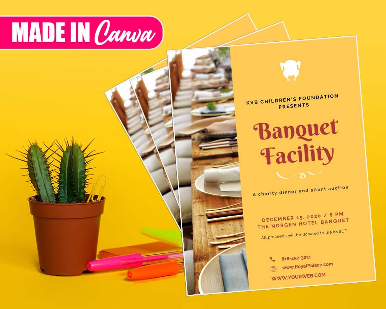 Banquet Facility Flyer, DIY Canva Banquet Facility Flyer Template 2022 ...