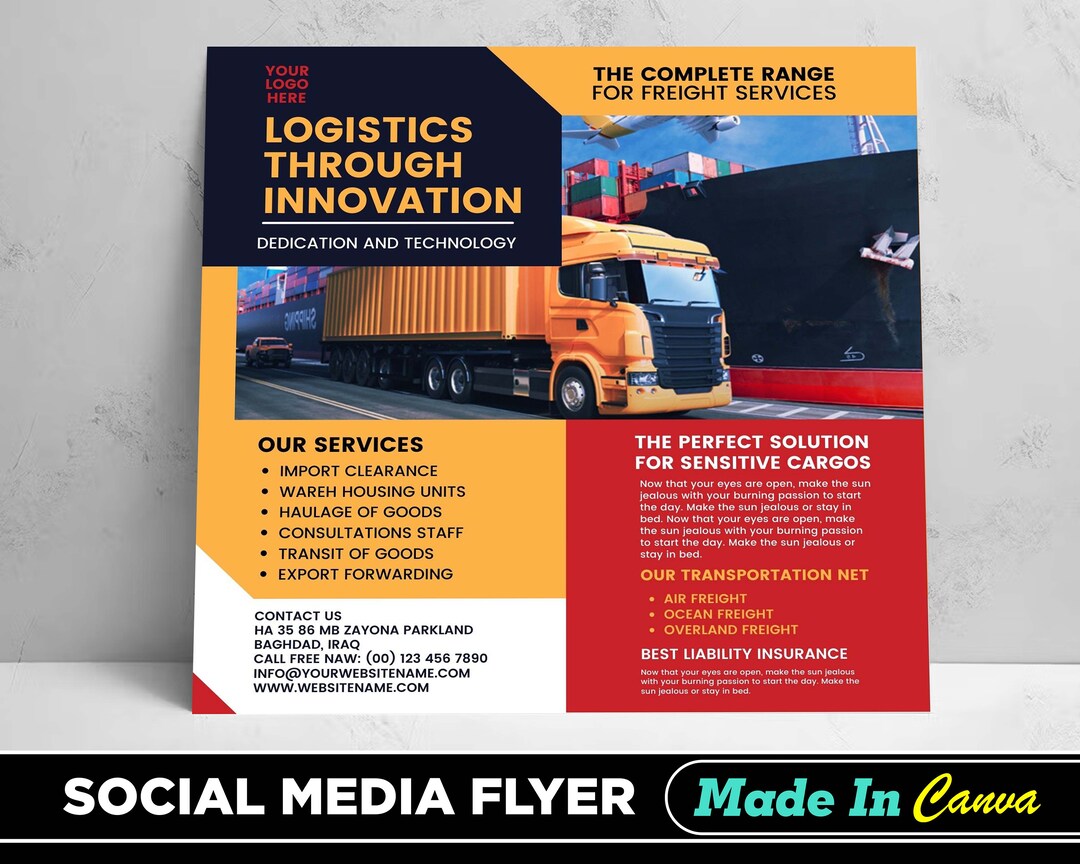 Freight Flyer, DIY Canva Freight Flyer Template 2022, Editable Social ...