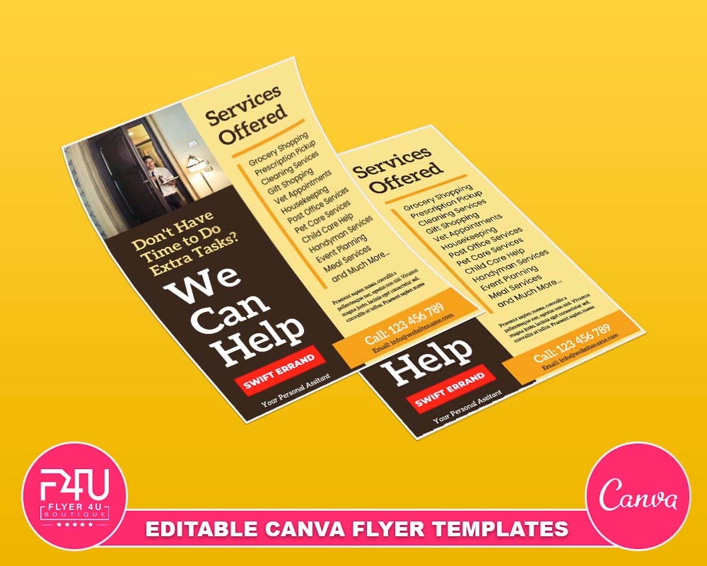 Errand Service Flyer, DIY Canva Errand Service Flyer Template, Editable ...