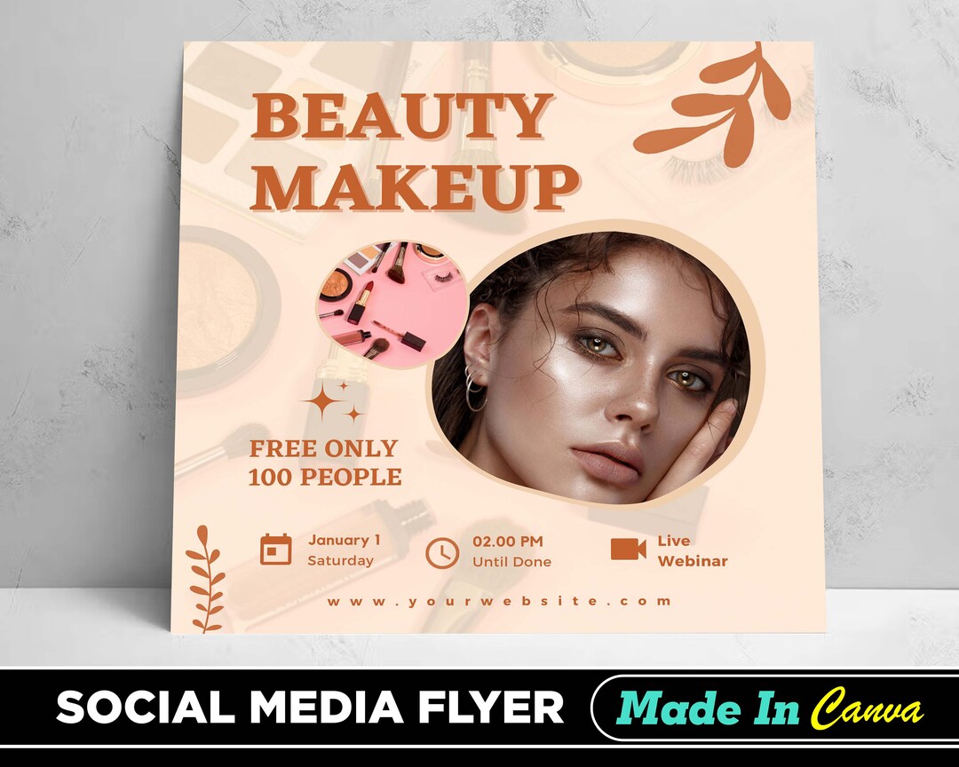 Beauty Makeup Flyer, DIY Canva Beauty Makeup Template, Editable Social ...