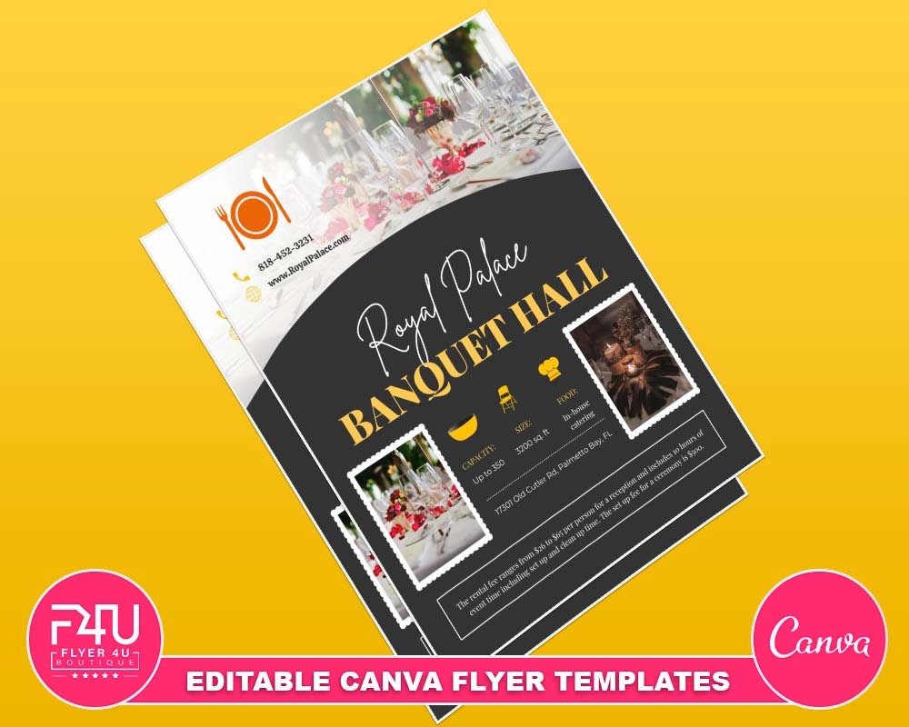 Banquet Facility Flyer, DIY Canva Banquet Facility Flyer Template 2022 ...