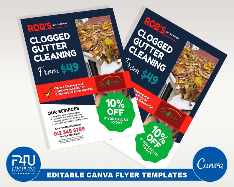 Gutter Cleaning Flyer DIY Canva Gutter Cleaning Flyer - Etsy