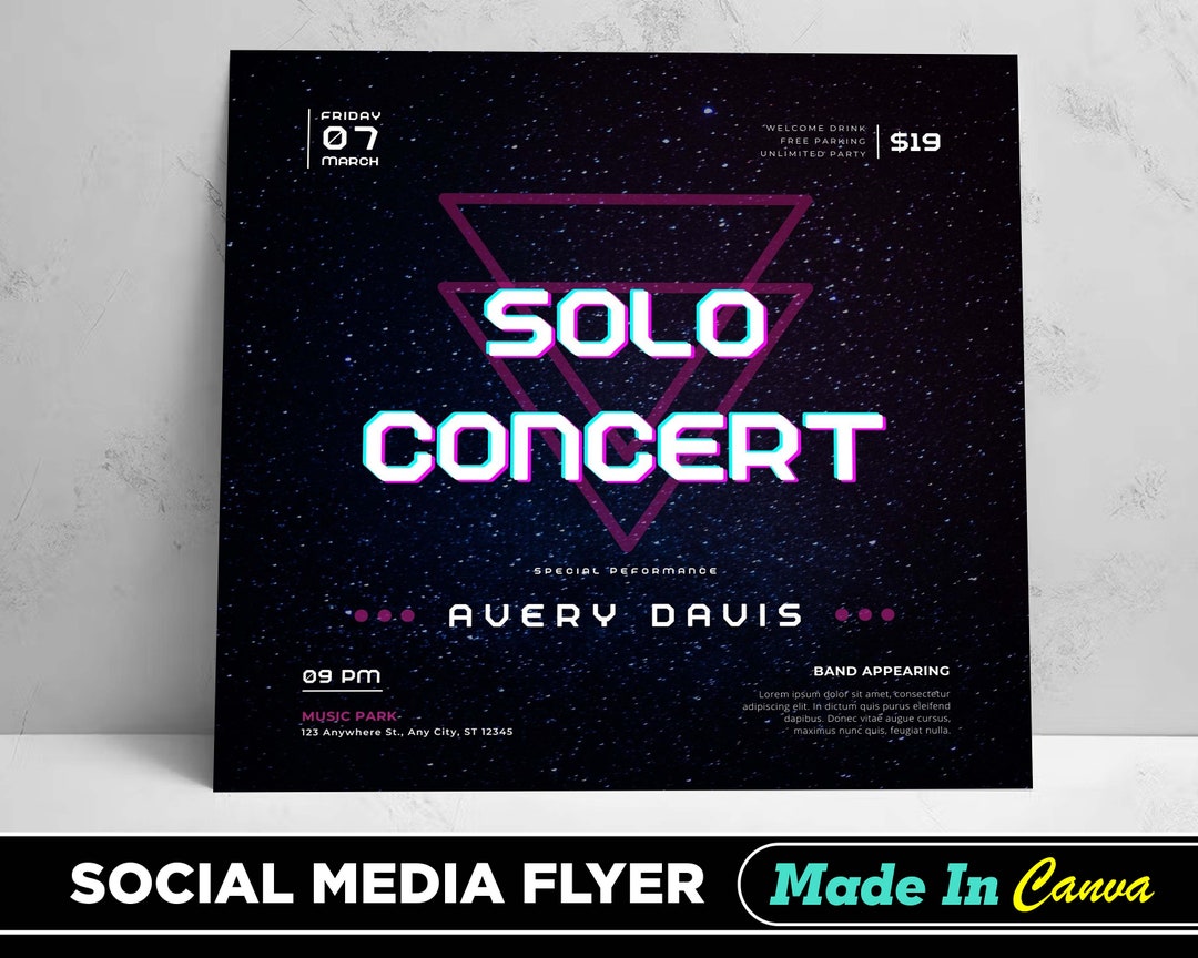 Solo Concert Flyer, DIY Canva Solo Concert Template 2022, Editable ...