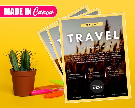 Travel Flyer DIY Canva Travel Templates Editable Canva US | Etsy
