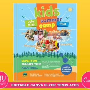Kids Summer Camp Flyer, DIY Canva Kids Summer Camp Flyer 2022, Editable ...