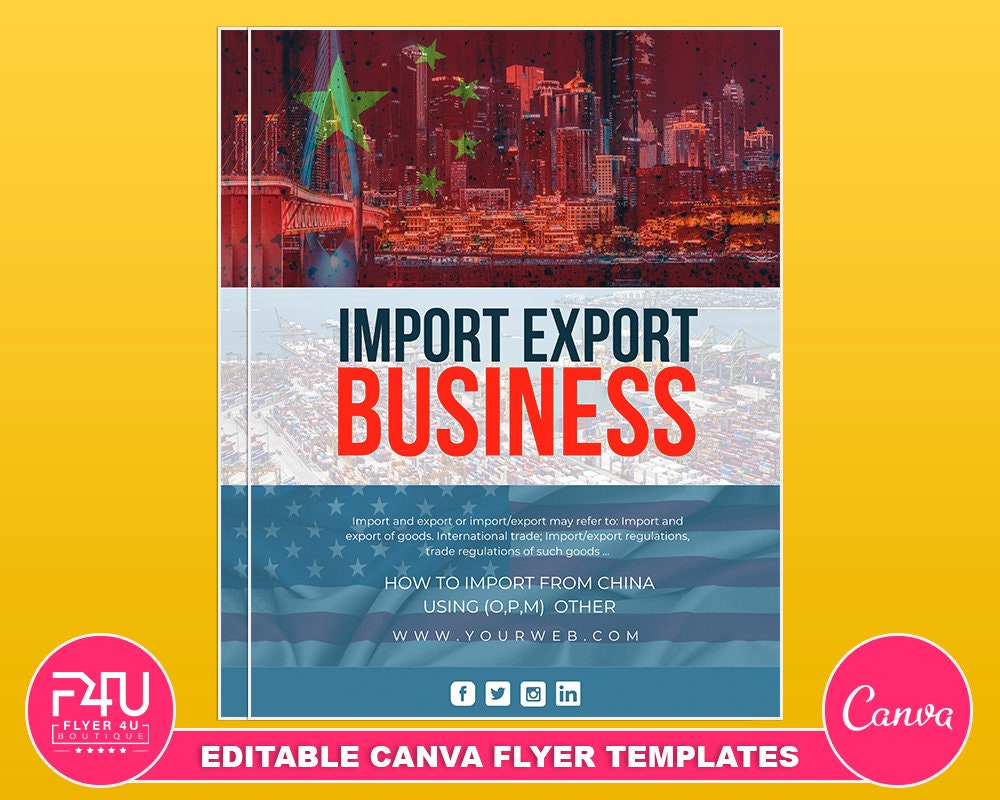 Import and Export Business Flyer, DIY Canva Import and Export Business ...