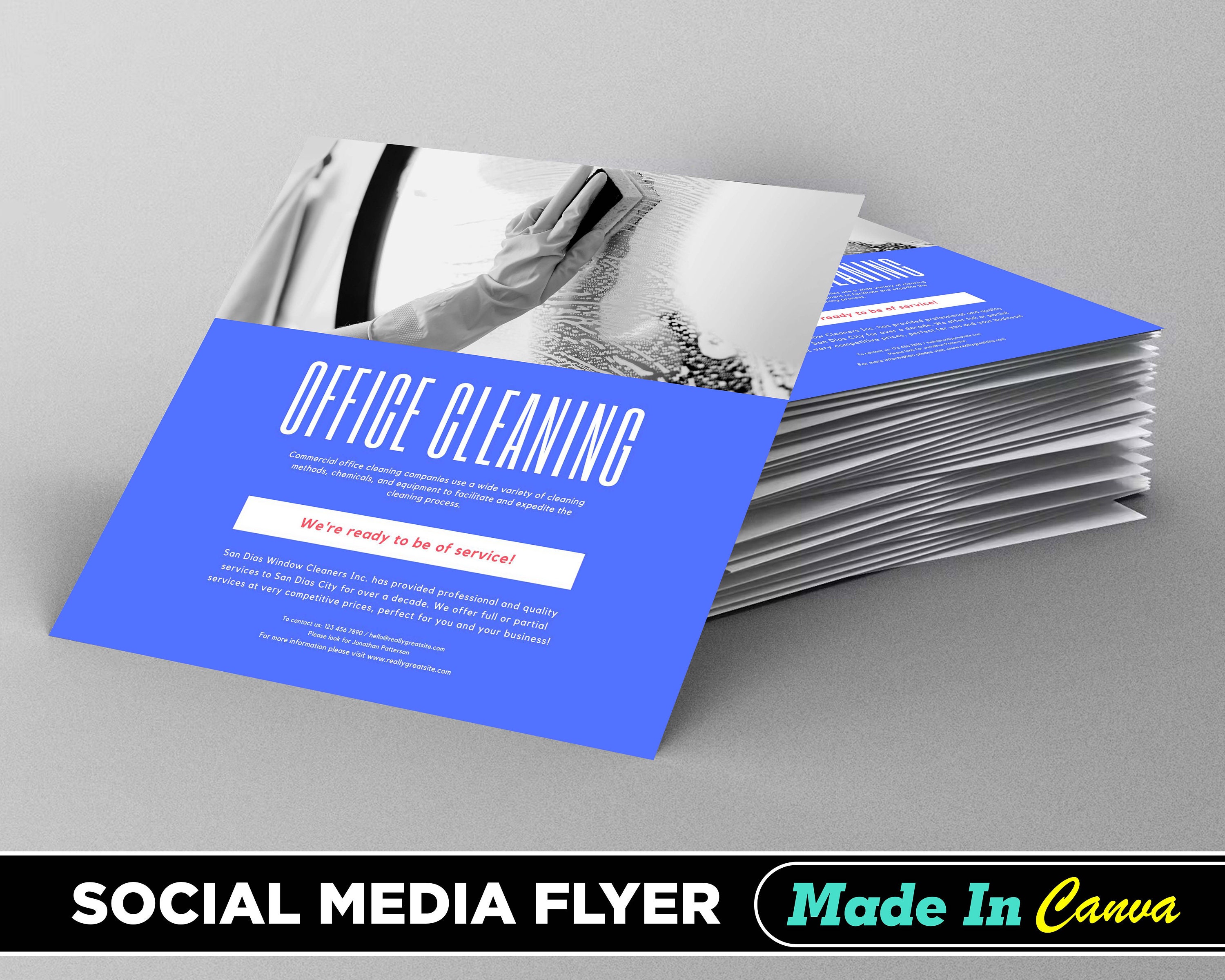 Office Cleaning Flyer, DIY Canva Office Flyer, Editable Social Media Flyer Template for Office ...