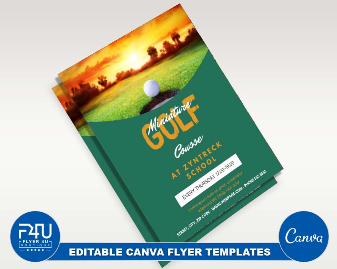 Miniature Golf Course Flyer DIY Canva Miniature Golf Course - Etsy